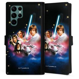DeinDesign Galaxy S22 Ultra Handy Klapph&uuml;lle Handyh&uuml;lle aus Kunst Leder schwarz Flip Case Star Wars Lightsaber Merchandise Sideflip mit langer Lasche