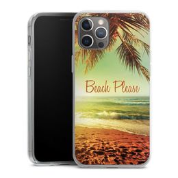 DeinDesign iPhone 12 Pro Max Handy Silikon H&uuml;lle Case transparent Handyh&uuml;lle Beach Palm Tree Urlaub Silikon Case