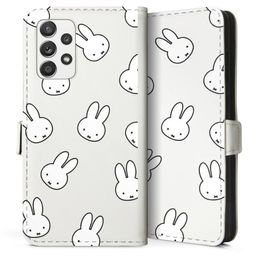 DeinDesign Galaxy A52s 5G Handy Klapph&uuml;lle Handyh&uuml;lle aus Kunst Leder wei&szlig; Flip Case Muster Miffy Transparent Sideflip mit Lasche