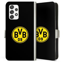 DeinDesign Galaxy A52s 5G Handy Klapph&uuml;lle Handyh&uuml;lle aus Kunst Leder wei&szlig; Flip Case Logo Borussia Dortmund Bvb Sideflip mit Lasche