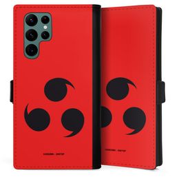 DeinDesign Galaxy S22 Ultra Handy Klapph&uuml;lle Handyh&uuml;lle aus Kunst Leder schwarz Flip Case Official Licensed Product Naruto Shippuden Sharingan Sideflip mit 