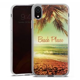 DeinDesign iPhone Xr Handy Silikon H&uuml;lle Case transparent Handyh&uuml;lle Beach Palm Tree Urlaub Silikon Case