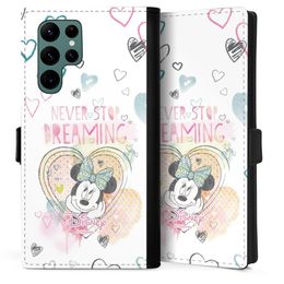 DeinDesign Galaxy S22 Ultra Handy Klapph&uuml;lle Handyh&uuml;lle aus Kunst Leder schwarz Flip Case Official Licensed Product Minnie Mouse Disney Sideflip mit langer 