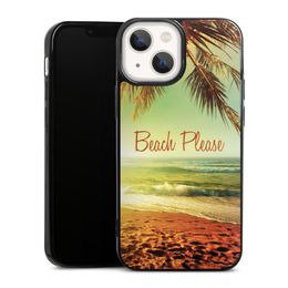 DeinDesign iPhone 13 Mini Handy Slim Case extra d&uuml;nn Silikon Handyh&uuml;lle schwarz H&uuml;lle Beach Palm Tree Urlaub Silikon Slim Case