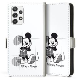 DeinDesign Galaxy A52s 5G Handy Klapph&uuml;lle Handyh&uuml;lle aus Kunst Leder wei&szlig; Flip Case Mickey Mouse Disney Official Licensed Product Sideflip mit Lasche