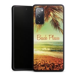 DeinDesign Galaxy S20 FE 5G Handy Premium Silikon H&uuml;lle Handyh&uuml;lle schwarz Case Palm Tree Urlaub Beach Silikon Premium Case