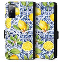 DeinDesign Galaxy S20 Handy Klapph&uuml;lle Handyh&uuml;lle aus Kunst Leder schwarz Flip Case Muster Greece Lemon Sideflip mit Lasche