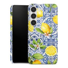 DeinDesign Galaxy S23 Handy Premium Case Smartphone Handyh&uuml;lle Schutzh&uuml;lle matt Muster Greece Lemon Premium Case