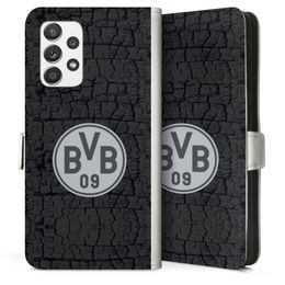 DeinDesign Galaxy A52s 5G Handy Klapph&uuml;lle Handyh&uuml;lle aus Kunst Leder wei&szlig; Flip Case Jersey Borussia Dortmund Bvb Sideflip mit Lasche