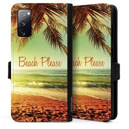 DeinDesign Galaxy S20 Handy Klapph&uuml;lle Handyh&uuml;lle aus Kunst Leder schwarz Flip Case Beach Palm Tree Urlaub Sideflip mit Lasche