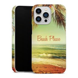 DeinDesign iPhone 13 Pro Handy Premium Case Smartphone Handyh&uuml;lle Schutzh&uuml;lle gl&auml;nzend Urlaub Palm Tree Beach Premium Case