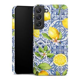 DeinDesign Galaxy S22 Handy Premium Case Smartphone Handyh&uuml;lle Schutzh&uuml;lle gl&auml;nzend Muster Greece Lemon Premium Case