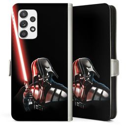 DeinDesign Galaxy A52s 5G Handy Klapph&uuml;lle Handyh&uuml;lle aus Kunst Leder wei&szlig; Flip Case Merchandise Darth Vader Star Wars Sideflip mit Lasche