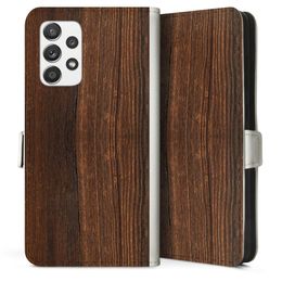 DeinDesign Galaxy A52s 5G Handy Klapph&uuml;lle Handyh&uuml;lle aus Kunst Leder wei&szlig; Flip Case Wood Nut Tree Wooden Look Sideflip mit Lasche