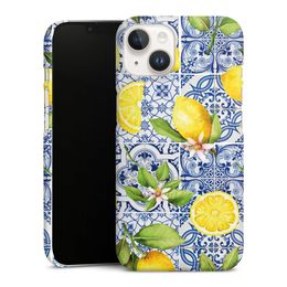 DeinDesign iPhone 14 Handy Premium Case Smartphone Handyh&uuml;lle Schutzh&uuml;lle matt Muster Greece Lemon Premium Case