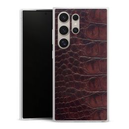 DeinDesign Galaxy S24 Ultra Handy Slim Case Silikon Handyh&uuml;lle transparent H&uuml;lle extra d&uuml;nn Leather Crocodile Animal Print Silikon Slim Case