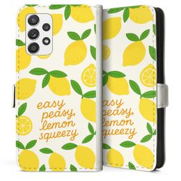 DeinDesign Galaxy A52 Handy Klapph&uuml;lle Handyh&uuml;lle aus Kunst Leder wei&szlig; Flip Case Spruch Statement Lemon Sideflip mit Lasche