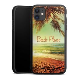 DeinDesign iPhone 11 Handy Premium Silikon H&uuml;lle Handyh&uuml;lle schwarz Case Urlaub Palm Tree Beach Silikon Premium Case