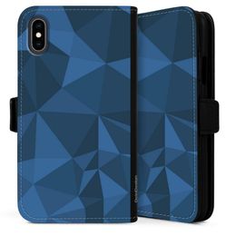 DeinDesign iPhone X Handy Klapph&uuml;lle Handyh&uuml;lle aus Kunst Leder schwarz Flip Case Geometric Abstract Muster Sideflip mit langer Lasche