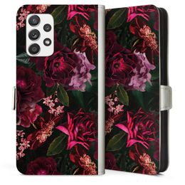 DeinDesign Galaxy A52s 5G Handy Klapph&uuml;lle Handyh&uuml;lle aus Kunst Leder wei&szlig; Flip Case Flowers Blossom Rose Sideflip mit Lasche