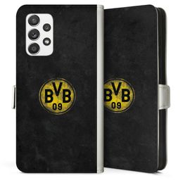 DeinDesign Galaxy A52s 5G Handy Klapph&uuml;lle Handyh&uuml;lle aus Kunst Leder wei&szlig; Flip Case Bvb Borussia Dortmund Merchandise Sideflip mit Lasche