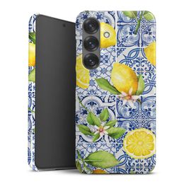 DeinDesign Galaxy S25 Handy Premium Case Smartphone Handyh&uuml;lle Schutzh&uuml;lle gl&auml;nzend Muster Greece Lemon Premium Case