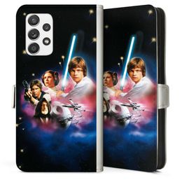 DeinDesign Galaxy A52s 5G Handy Klapph&uuml;lle Handyh&uuml;lle aus Kunst Leder wei&szlig; Flip Case Star Wars Lightsaber Merchandise Sideflip mit Lasche
