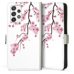 DeinDesign Galaxy A52s 5G Handy Klapph&uuml;lle Handyh&uuml;lle aus Kunst Leder wei&szlig; Flip Case Aisa Japan Cherry Blossom Sideflip mit Lasche