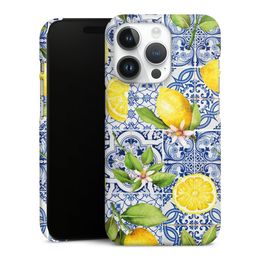 DeinDesign iPhone 14 Pro Handy Premium Case Smartphone Handyh&uuml;lle Schutzh&uuml;lle matt Muster Greece Lemon Premium Case