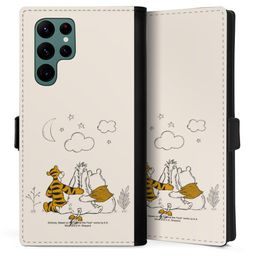 DeinDesign Galaxy S22 Ultra Handy Klapph&uuml;lle Handyh&uuml;lle aus Kunst Leder schwarz Flip Case Disney Winnie The Pooh Official Licensed Product Sideflip mit langer 
