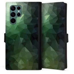 DeinDesign Galaxy S22 Ultra Handy Klapph&uuml;lle Handyh&uuml;lle aus Kunst Leder schwarz Flip Case Tarnmuster Geometric Mosaic Sideflip mit langer Lasche