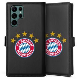 DeinDesign Galaxy S22 Ultra Handy Klapph&uuml;lle Handyh&uuml;lle aus Kunst Leder schwarz Flip Case Star Fcb Fc Bayern M&uuml;nchen Sideflip mit langer Lasche