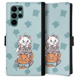 DeinDesign Galaxy S22 Ultra Handy Klapph&uuml;lle Handyh&uuml;lle aus Kunst Leder schwarz Flip Case Disney Aristocats Cat Sideflip mit langer Lasche