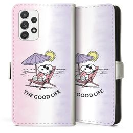 DeinDesign Galaxy A52 Handy Klapph&uuml;lle Handyh&uuml;lle aus Kunst Leder wei&szlig; Flip Case Snoopy Official Licensed Product Peanuts Sideflip mit Lasche