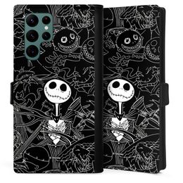 DeinDesign Galaxy S22 Ultra Handy Klapph&uuml;lle Handyh&uuml;lle aus Kunst Leder schwarz Flip Case Disney Nightmare Before Christmas Halloween Sideflip mit langer Lasche