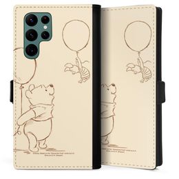 DeinDesign Galaxy S22 Ultra Handy Klapph&uuml;lle Handyh&uuml;lle aus Kunst Leder schwarz Flip Case Disney Official Licensed Product Winnie The Pooh Sideflip mit langer 