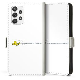 DeinDesign Galaxy A52s 5G Handy Klapph&uuml;lle Handyh&uuml;lle aus Kunst Leder wei&szlig; Flip Case Peanuts Official Licensed Product Children Sideflip mit Lasche