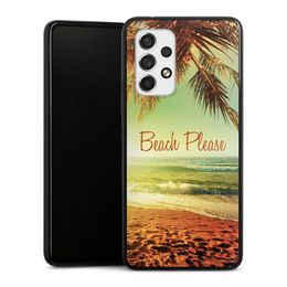 DeinDesign Galaxy A53 5G Handy Silikon H&uuml;lle Case schwarz Handyh&uuml;lle Palm Tree Urlaub Beach