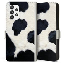 DeinDesign Galaxy A52s 5G Handy Klapph&uuml;lle Handyh&uuml;lle aus Kunst Leder wei&szlig; Flip Case Animal Look Animal Print Cow Skin Sideflip mit Lasche