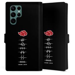 DeinDesign Galaxy S22 Ultra Handy Klapph&uuml;lle Handyh&uuml;lle aus Kunst Leder schwarz Flip Case Naruto Shippuden Official Licensed Product Akatsuki Sideflip mit langer