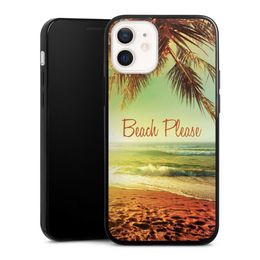 DeinDesign iPhone 12 mini Handy Slim Case extra d&uuml;nn Silikon Handyh&uuml;lle schwarz H&uuml;lle Beach Palm Tree Urlaub Silikon Slim Case
