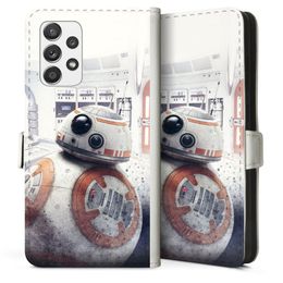 DeinDesign Galaxy A52s 5G Handy Klapph&uuml;lle Handyh&uuml;lle aus Kunst Leder wei&szlig; Flip Case Robot Star Wars Merchandise Sideflip mit Lasche