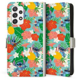 DeinDesign Galaxy A52s 5G Handy Klapph&uuml;lle Handyh&uuml;lle aus Kunst Leder wei&szlig; Flip Case Lilo & Stitch Movie Disney Sideflip mit Lasche