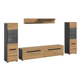 Wohnwand Canu Eiche Artisan/Basalt grau