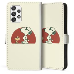 DeinDesign Galaxy A52 5G Handy Klapph&uuml;lle Handyh&uuml;lle aus Kunst Leder wei&szlig; Flip Case Snoopy Official Licensed Product Kindheit Sideflip mit Lasche