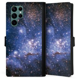 DeinDesign Galaxy S22 Ultra Handy Klapph&uuml;lle Handyh&uuml;lle aus Kunst Leder schwarz Flip Case Galaxy Weltall Weltraum Sideflip mit langer Lasche