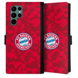 DeinDesign Galaxy S22 Ultra Handy Klapph&uuml;lle Handyh&uuml;lle aus Kunst Leder schwarz Flip Case Camouflage Fcb Fc Bayern M&uuml;nchen Sideflip mit langer Lasche