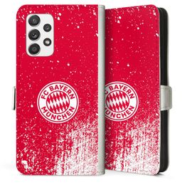 DeinDesign Galaxy A52s 5G Handy Klapph&uuml;lle Handyh&uuml;lle aus Kunst Leder wei&szlig; Flip Case Fcb Fc Bayern M&uuml;nchen Official Licensed Product Sideflip mit Lasche