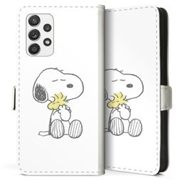 DeinDesign Galaxy A52s 5G Handy Klapph&uuml;lle Handyh&uuml;lle aus Kunst Leder wei&szlig; Flip Case Snoopy Love Peanuts Sideflip mit Lasche