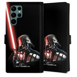 DeinDesign Galaxy S22 Ultra Handy Klapph&uuml;lle Handyh&uuml;lle aus Kunst Leder schwarz Flip Case Merchandise Darth Vader Star Wars Sideflip mit langer Lasche